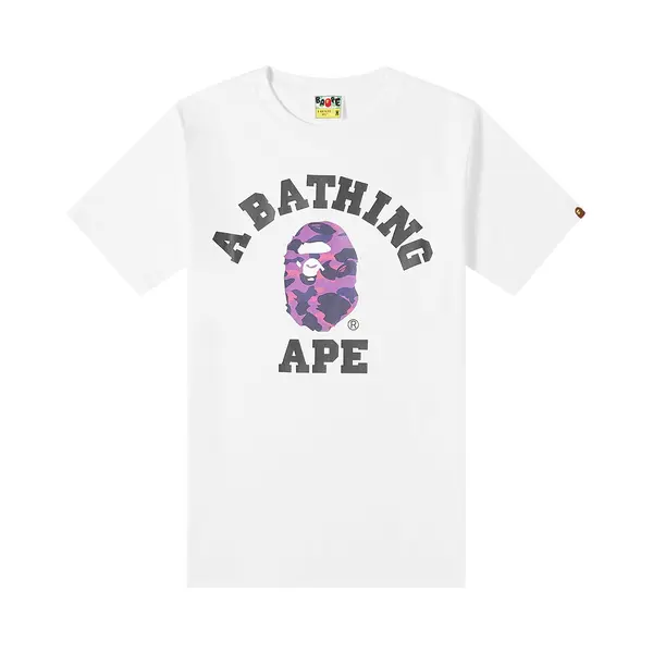 A BATHING APE Color Camo College Tee /purple - White