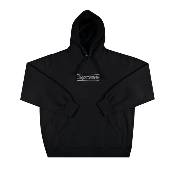 Supreme X Kaws Chalk Logo Hooded Sweatshirt - Black