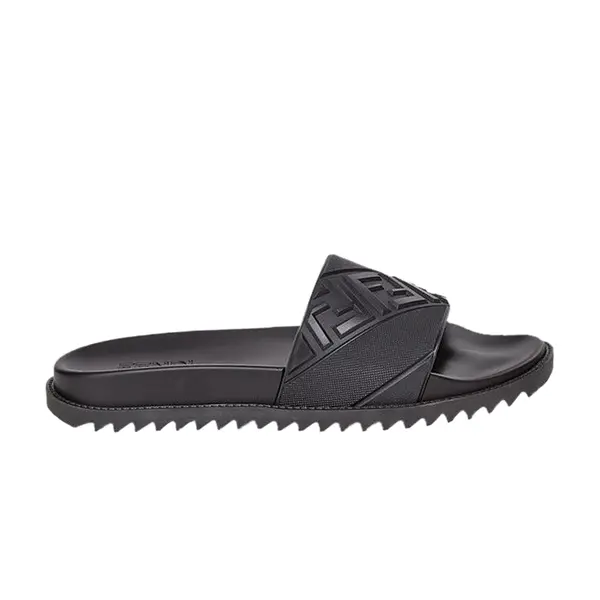 Fendi Rubber Slides With Embossed Ff Motif - Black