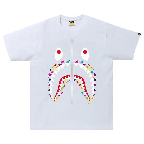 A BATHING APE Sta Pattern Shark Tee - White