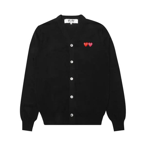Play Comme Des Garcon Double Heart Cardigan - Black
