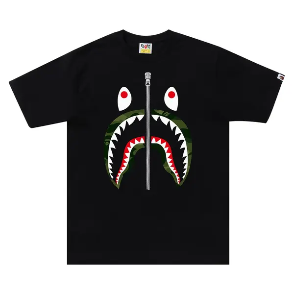 A BATHING APE Color Camo Shark Tee /green - Black