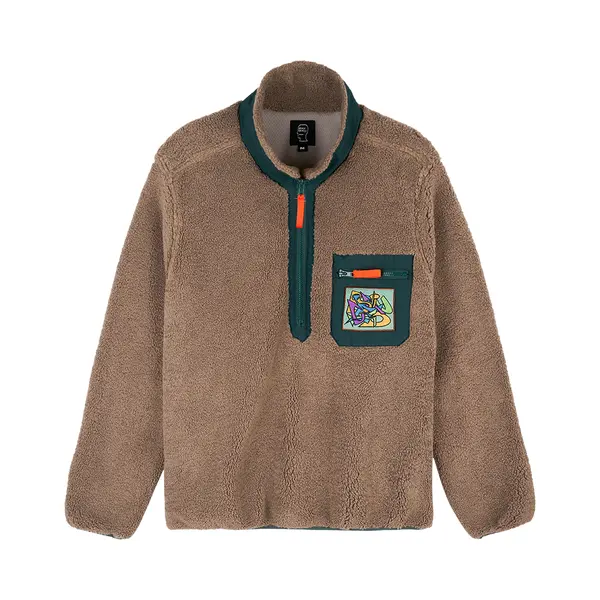 BRAIN DEAD Teddy Sherpa Half Zip Jacket 'nutmeg - Brown