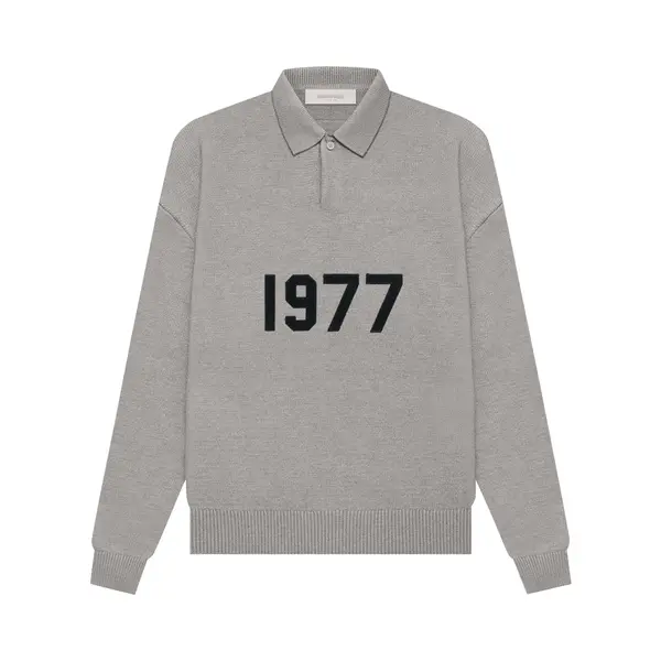 Fear Of God Knit Long-sleeve Polo 'dark Oatmeal - Grey
