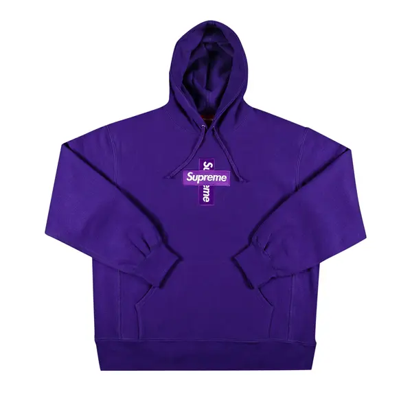 Supreme Cross Box Logo Hooded Sweatshirt - Purple