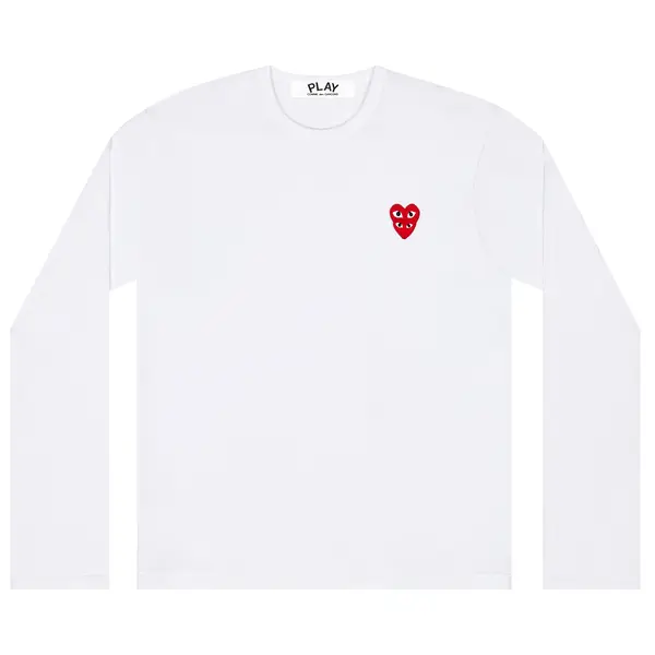 Play Comme Des Garcon Double Heart Long-sleeve T-shirt - White