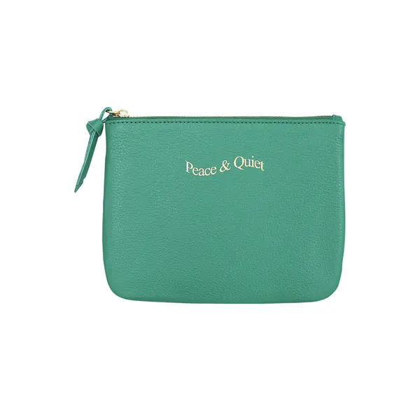 MUSEUM OF PEACE & QUIET Wordmark Pebble Leather Pouch - Green