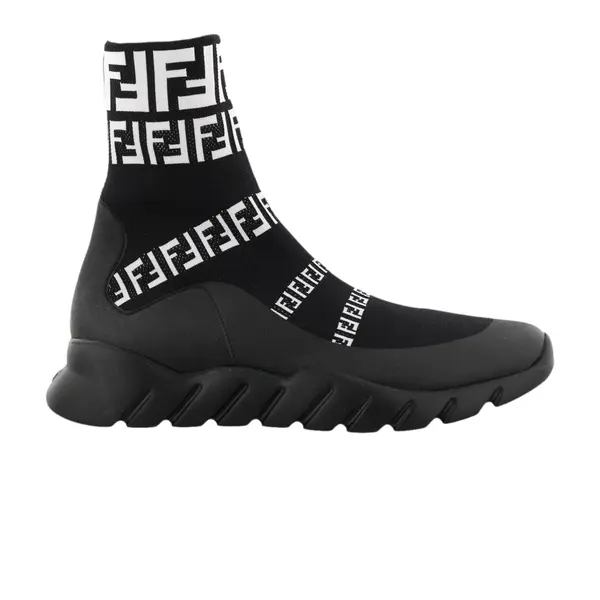 Fendi Ff Motif Tech Fabric High Top Sneakers