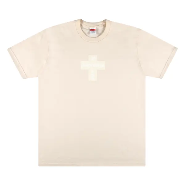 Supreme Cross Box Logo Tee 'natural - Cream