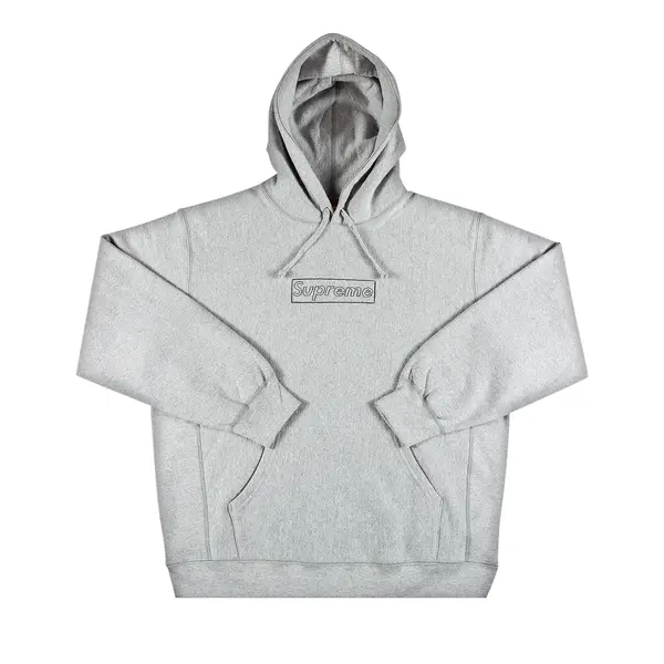 Supreme X Kaws Chalk Logo Hooded Sweatshirt - Grey
