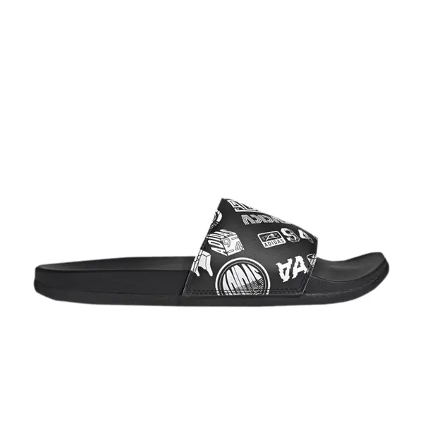 Adidas Adilette Comfort Slide All Over Logos - Black