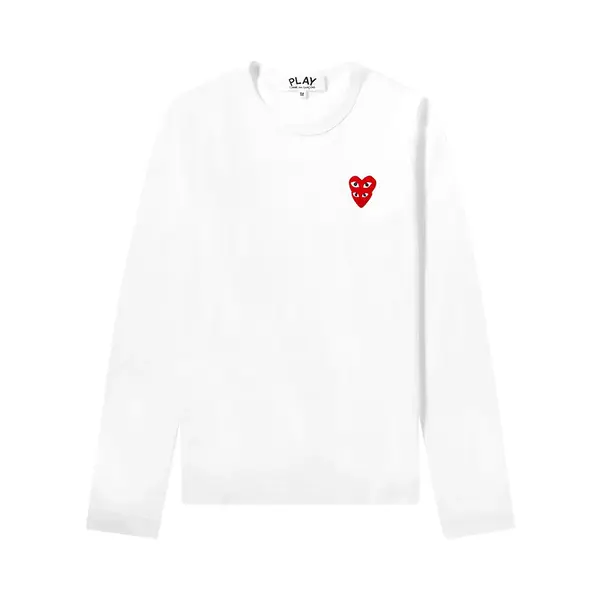 Play Comme Des Garcon Double Heart Long-sleeve T-shirt - White