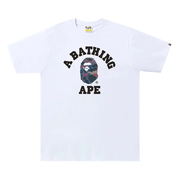 A BATHING APE Grid Camo College Tee /purple - White