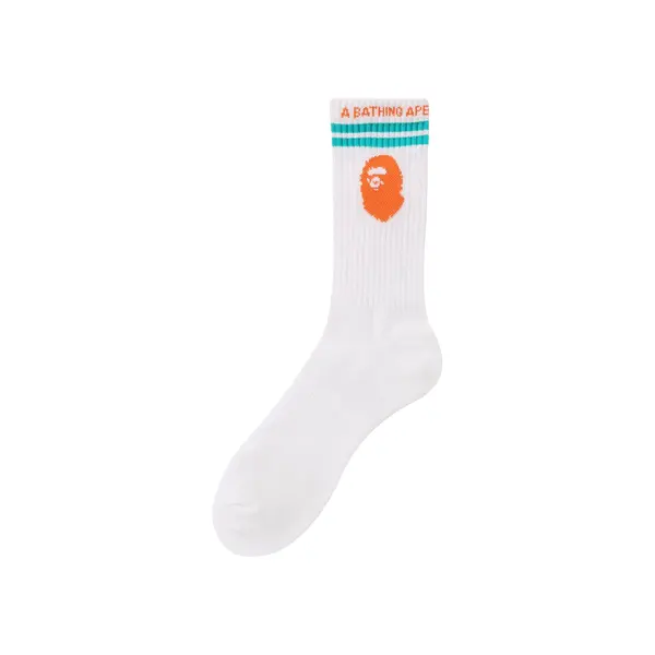 A BATHING APE Ape Head Line Socks - White