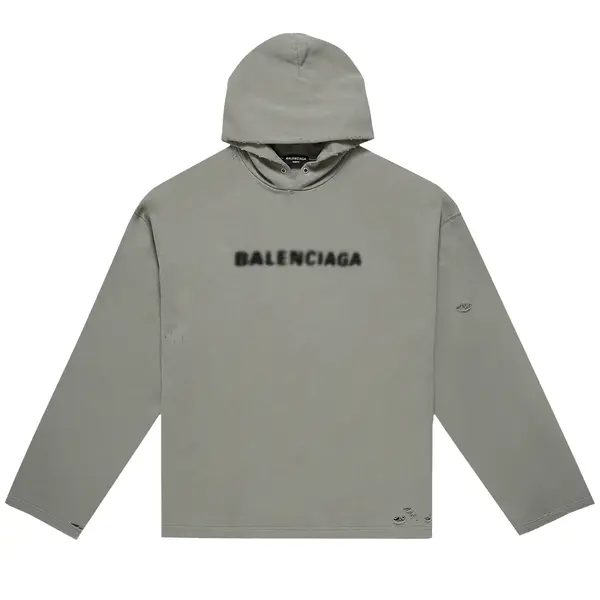 Balenciaga Blurry Logo Hoodie - Grey