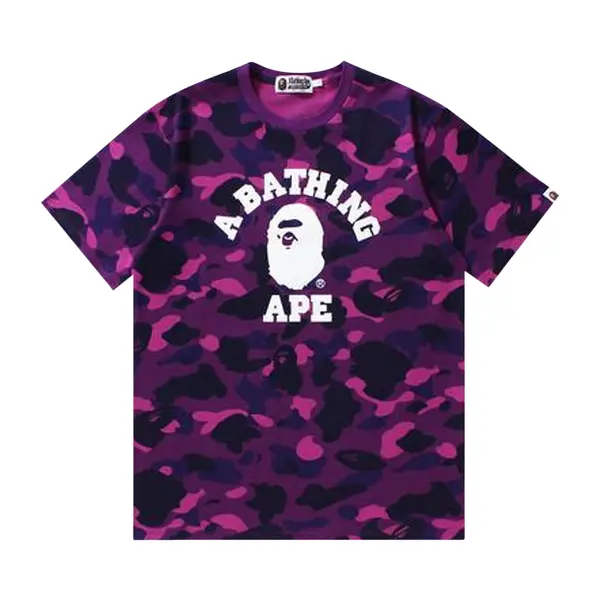 A BATHING APE Color Camo College T-shirt - Purple