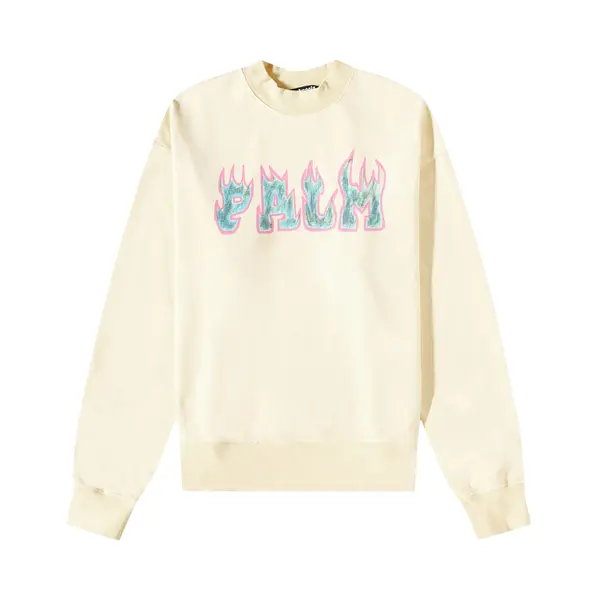 Palm Angels Logo Flames Vintage Crewneck Sweatshirt