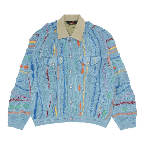 Supreme X Coogi Knit Trucker Jacket - Blue