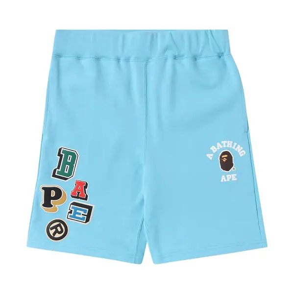 A BATHING APE Multi Fonts Sweatshorts - Blue