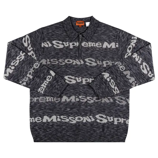 Supreme X Missoni Zip Long-sleeve Polo - Black