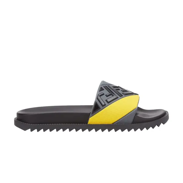 Fendi Rubber Fussbetts Slides - Grey