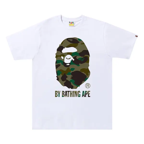A BATHING APE 1st Camo Side Big Ape Head Tee /green - White