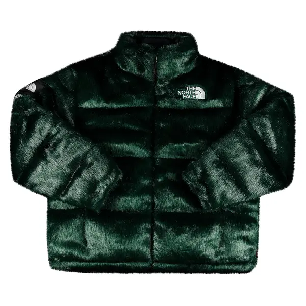 Supreme X The North Face Faux Fur Nuptse Jacket - Green | Editorialist