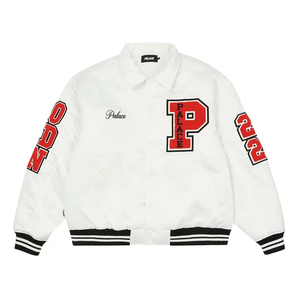 PALACE Satin Varsity Jacket - White