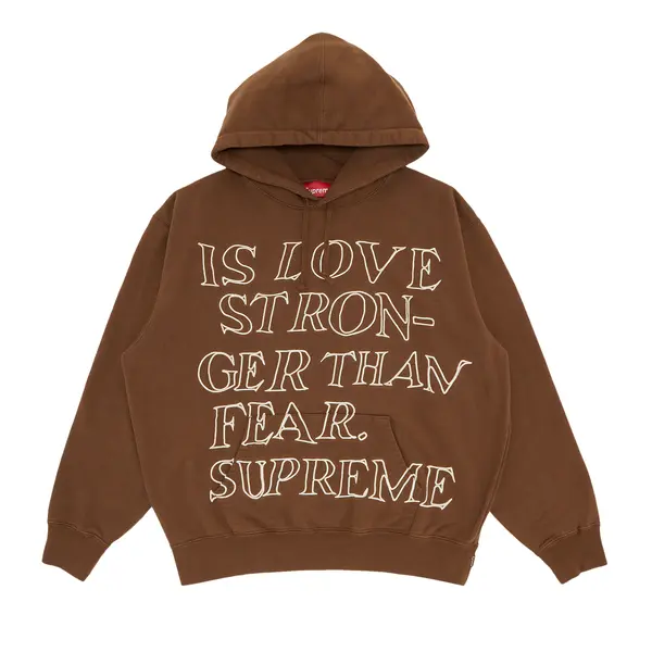 Supreme Stronger Than Fear Hooded Sweatshirt - Brown