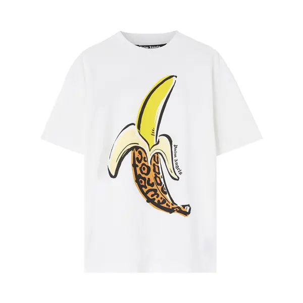Palm Angels Banana Printed Classic T-shirt /yellow - White