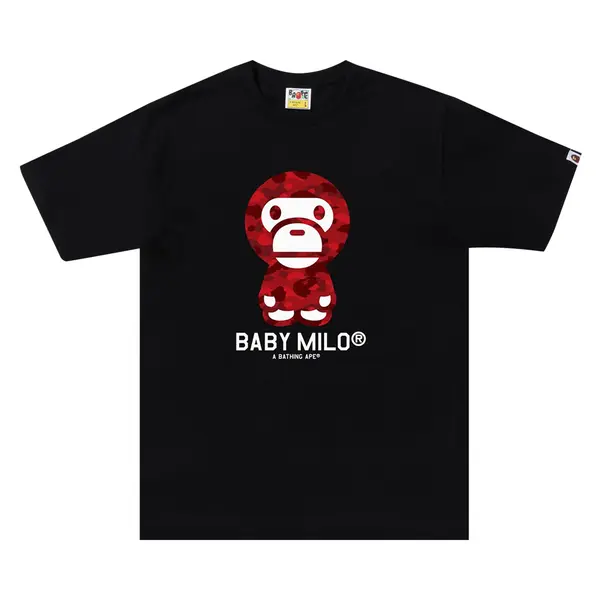 A BATHING APE Color Camo Baby Milo Tee /red - Black