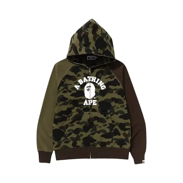 A BATHING APE 1st Camo Crazy College Full Zip Hoodie - Green