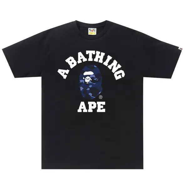 A BATHING APE Color Camo College Tee - Black