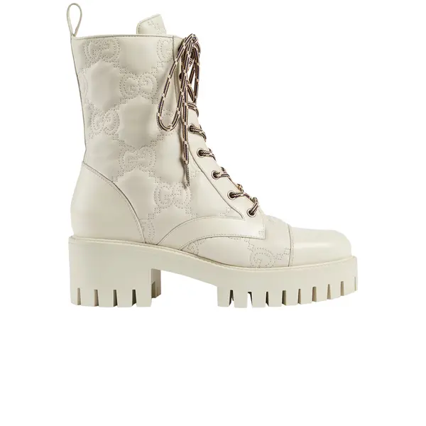 Gucci Gg Matelassé Lace-up Boots
