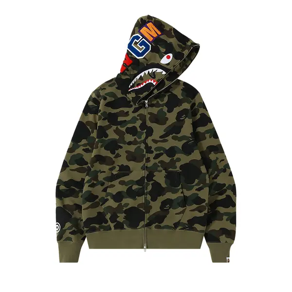 A BATHING APE 1st Camo Shark Full Zip Hoodie - Green