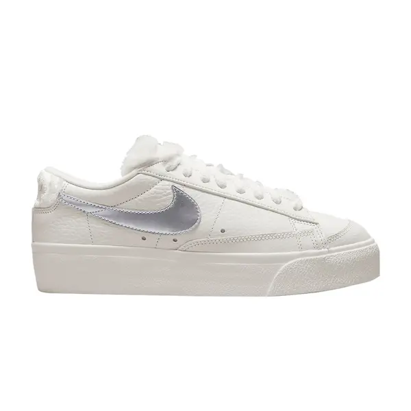 Nike Blazer Low Platform Faux Sherpa Fur Sneakers - White