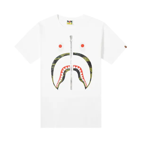 A BATHING APE Abc Camo Shark Tee - White
