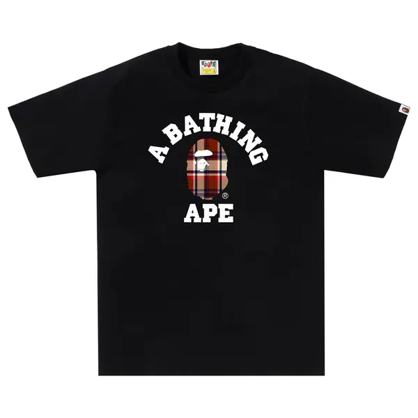 A BATHING APE Check College Tee - Black