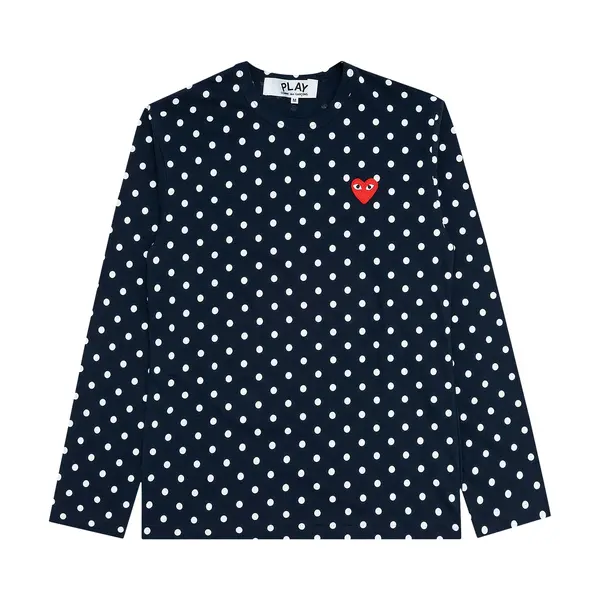 Play Comme Des Garcon Polka Dot Long-sleeve T-shirt 'navy - Blue