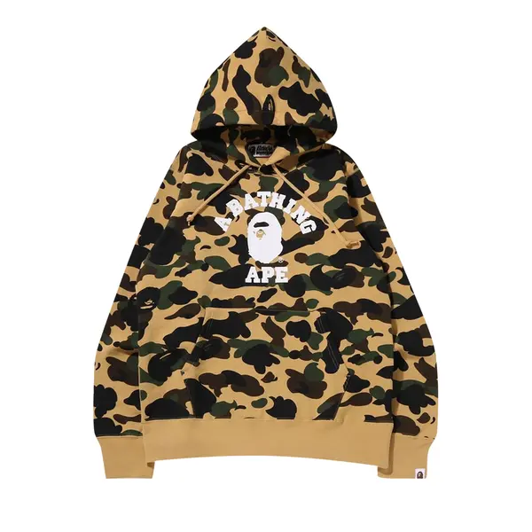 A BATHING APE 1st Camo College Pullover Hoodie - Yellow