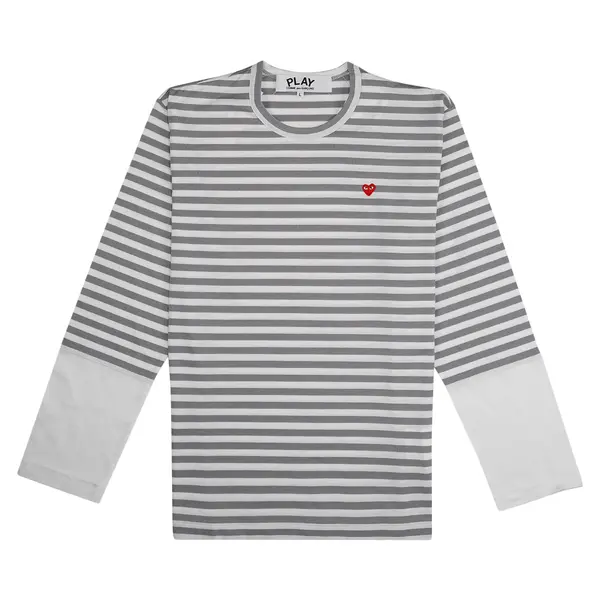 Play Comme Des Garcon Striped Long-sleeve T-shirt - Grey