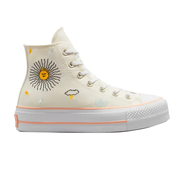CONVERSE Chuck Taylor All Star Lift Platform High Floral Sneakers - Cream