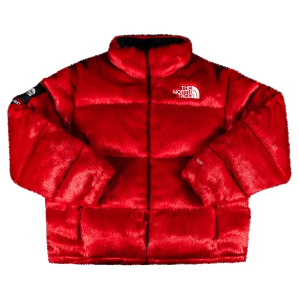 Supreme X The North Face Faux Fur Nuptse Jacket - Red