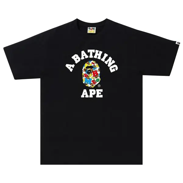 A BATHING APE Baby Milo Alphabet College Tee - Black