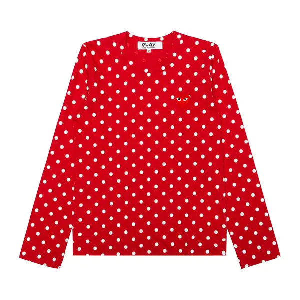 Play Comme Des Garcon Polka Dot Long Sleeve T-shirt - Red