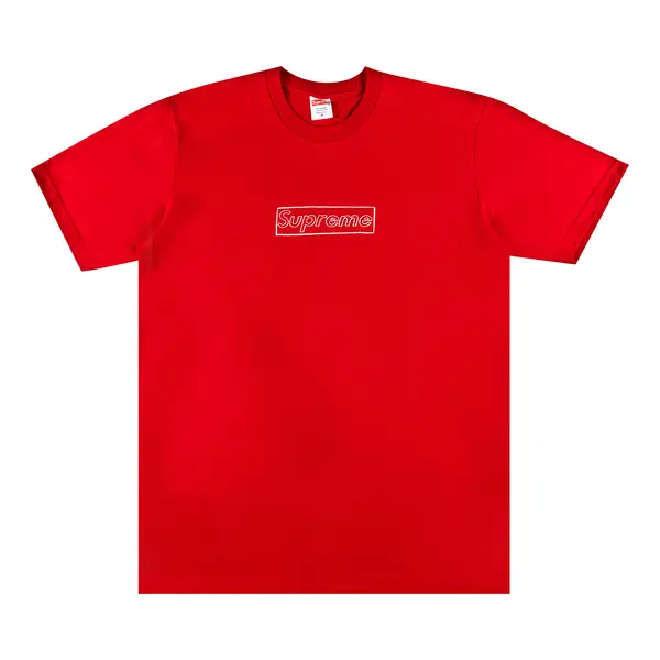 Supreme X Kaws Chalk Logo Tee - Red