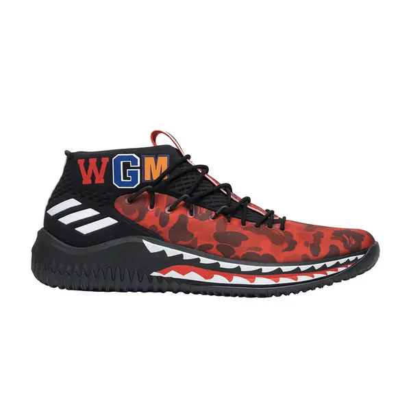 Adidas A Bathing Ape X Dame Camo Sneakers Red Editorialist