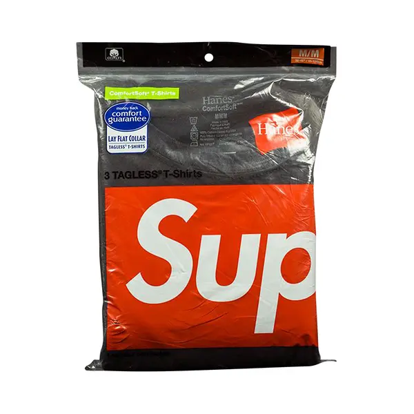 Supreme X Hanes 3-pack Cotton Comfort Soft T-shirt - Black