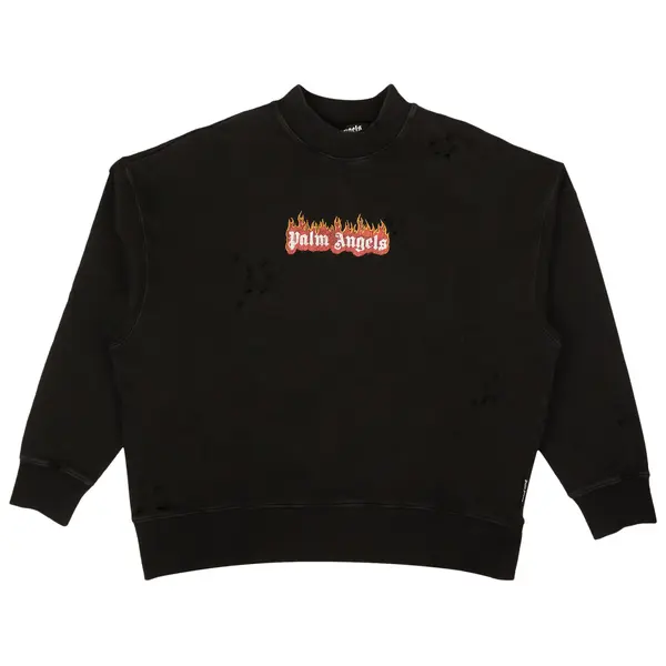 Palm Angels Burning Logo Crewneck /white