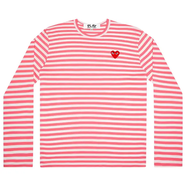 Play Comme Des Garcon Striped Long-sleeve Shirt - Pink
